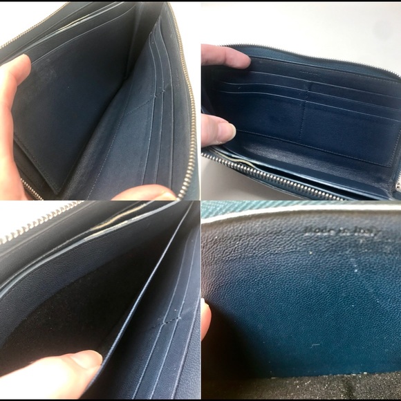 Celine | Bags | Cline Metallic Blue Large Halfzip Wallet | Poshmark